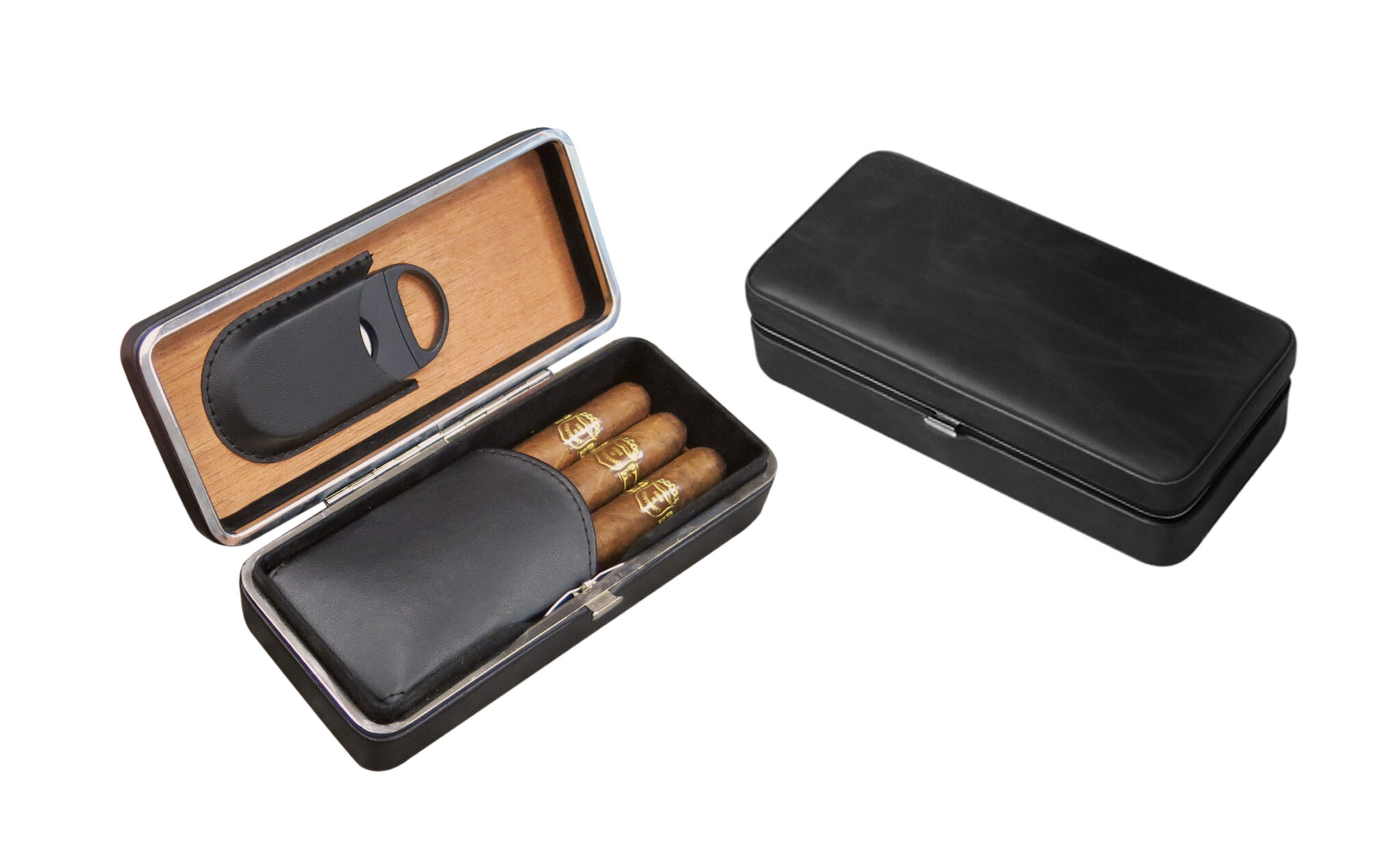 3 Cigar Folding Leather Travel Case: Just Smoke Cigars